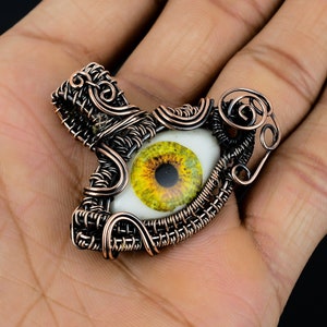 Realistic Eye Pendant Awakening Human Eye Jewelry Copper Wire Wrapped ...