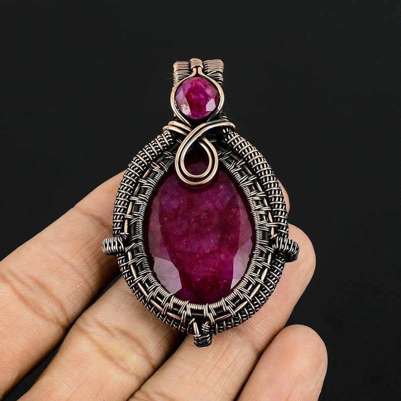 Kashmir Red Ruby Pendant Copper Wire Wrapped Gemstone Pendant - Etsy