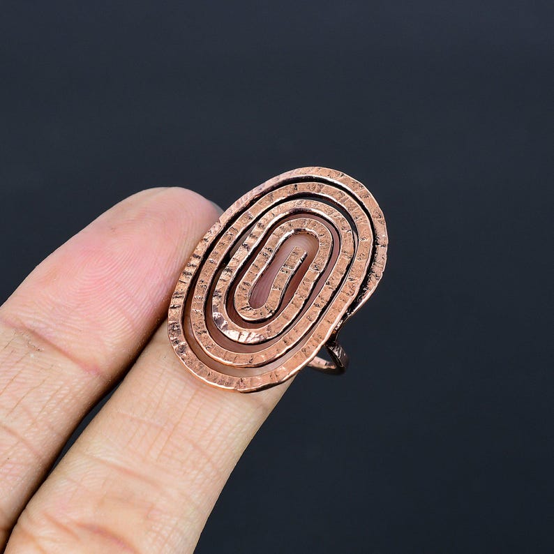 Copper Ring, Oxidized Copper Ring Handmade Hammered Copper Spiral Ring ...