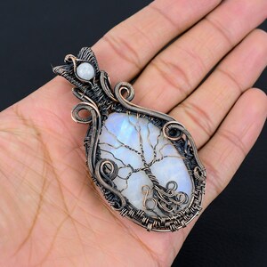 Moonstone Tree of Life Pendant Copper Wire Wrapped Pendant Moonstone ...