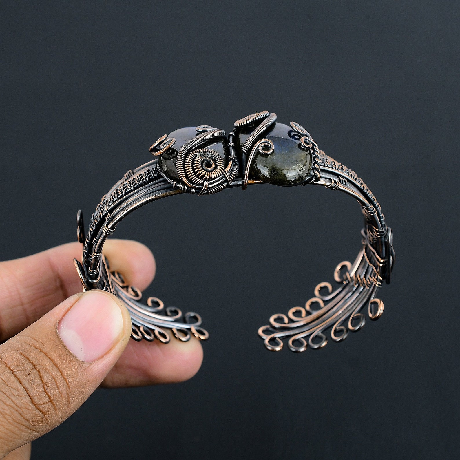 Labradorite Copper Cuff Bracelet Labradorite Bracelet Copper Wire ...