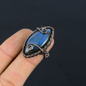 Labradorite Ring Copper Wire Wrapped Ring Copper Ring Labradorite ...