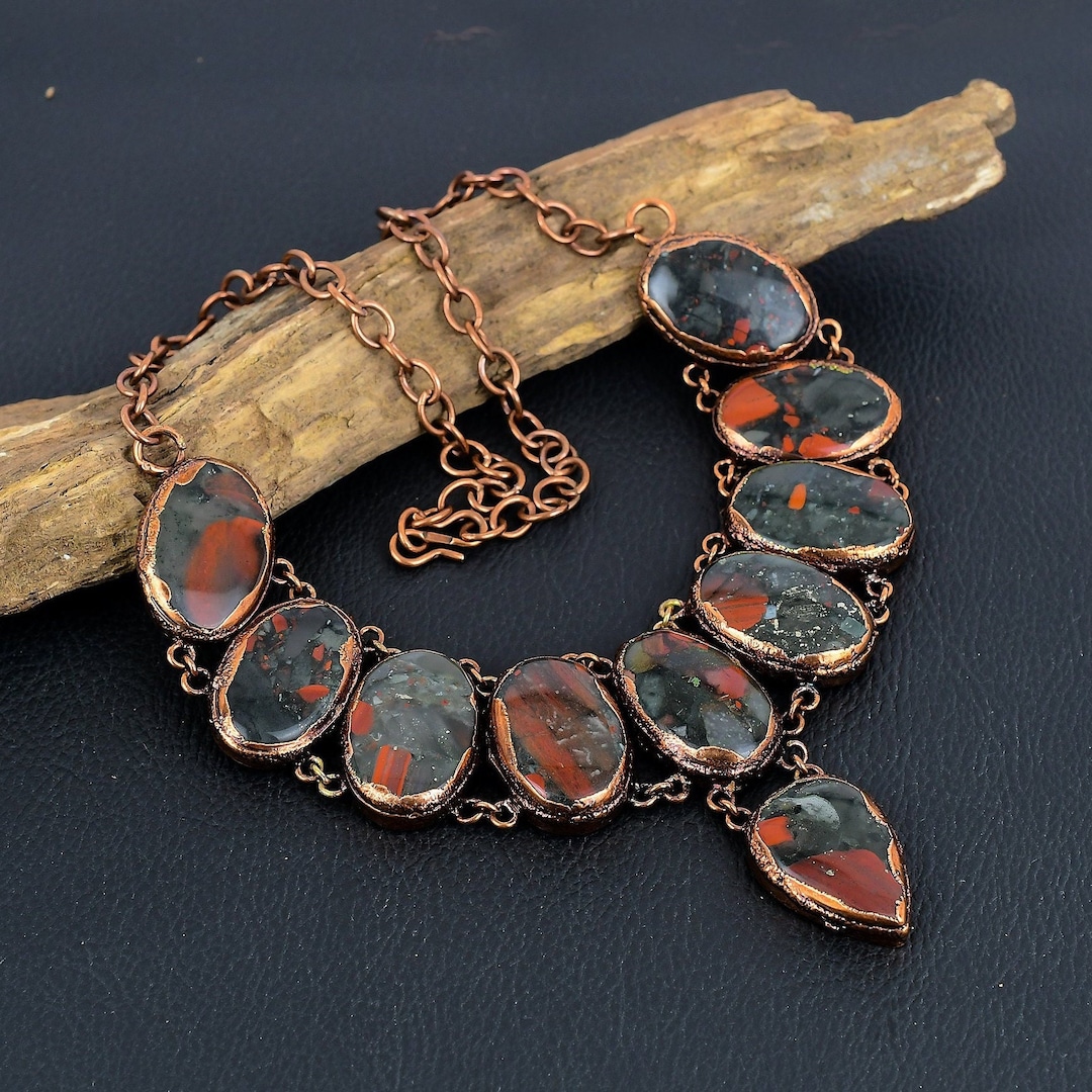 Bloodstone Jewelry Bloodstone Gemstone Handmade Jewelry Copper Wire ...