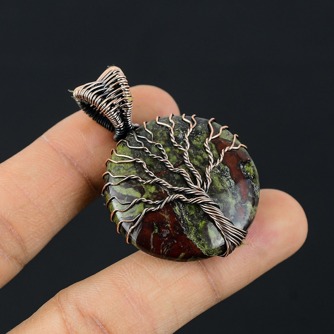 Tree of Life Dragon Blood Jasper Pendant Copper Wire Wrapped Pendant ...