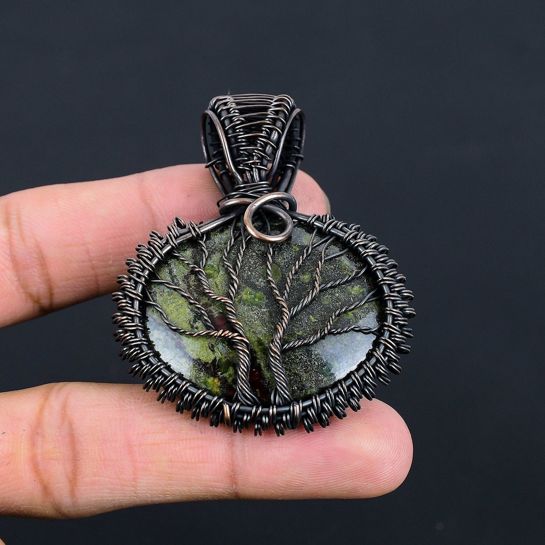 Dragon Bloodstone Pendant, Tree of Life Dragon Jasper Pendant, Copper ...