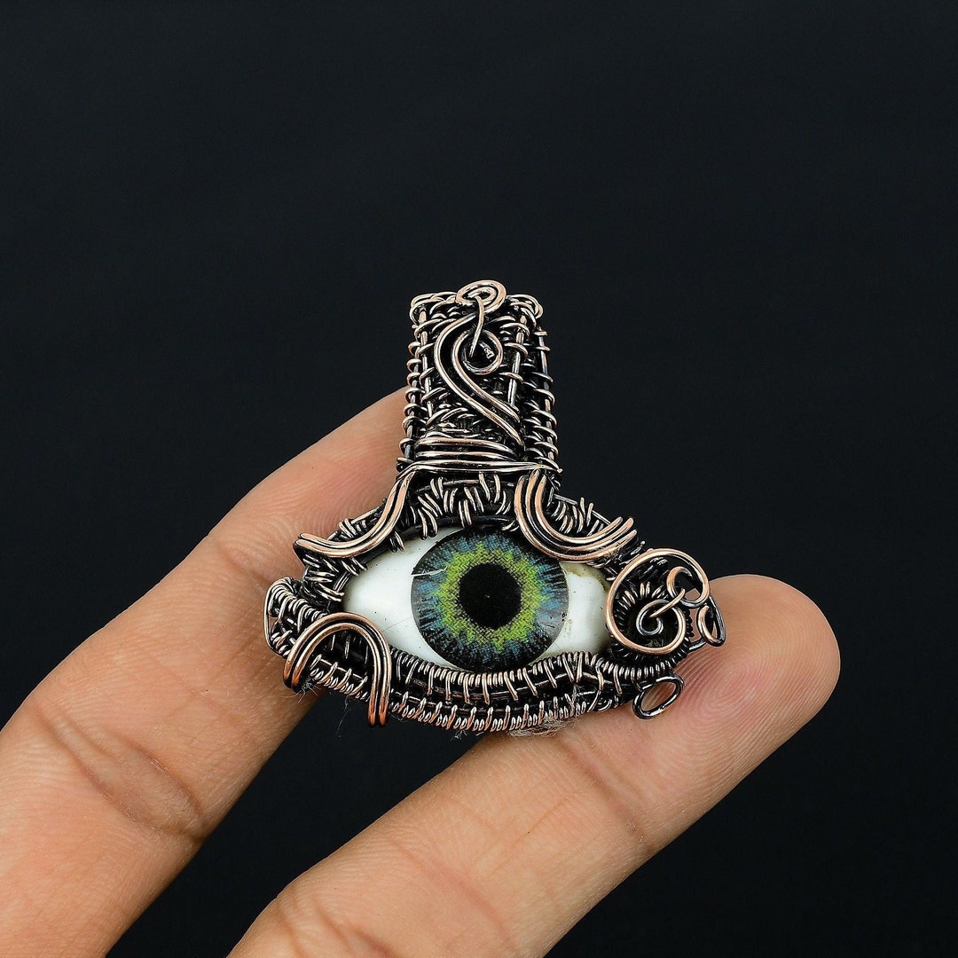 Awakening Human Eye Pendant, Pure Copper Wire Wrapped Pendant, Handmade ...