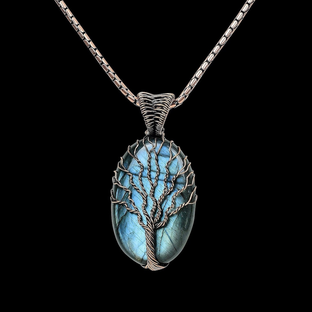 Labradorite Pendant, Tree of Life Pure Copper Wire Wrapped Pendant ...