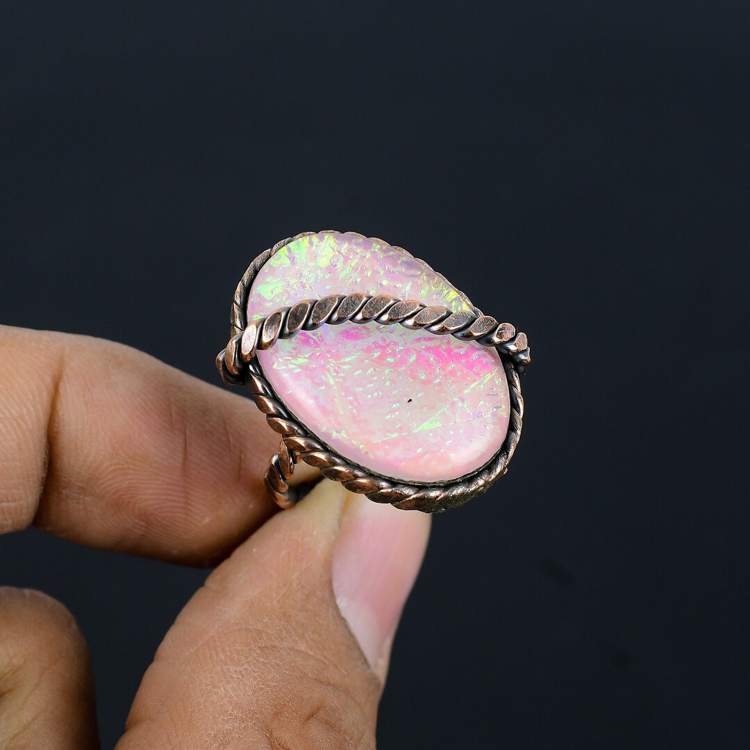 Australian Triplet Opal Ring Copper Wire Wrapped Ring Copper Ring ...