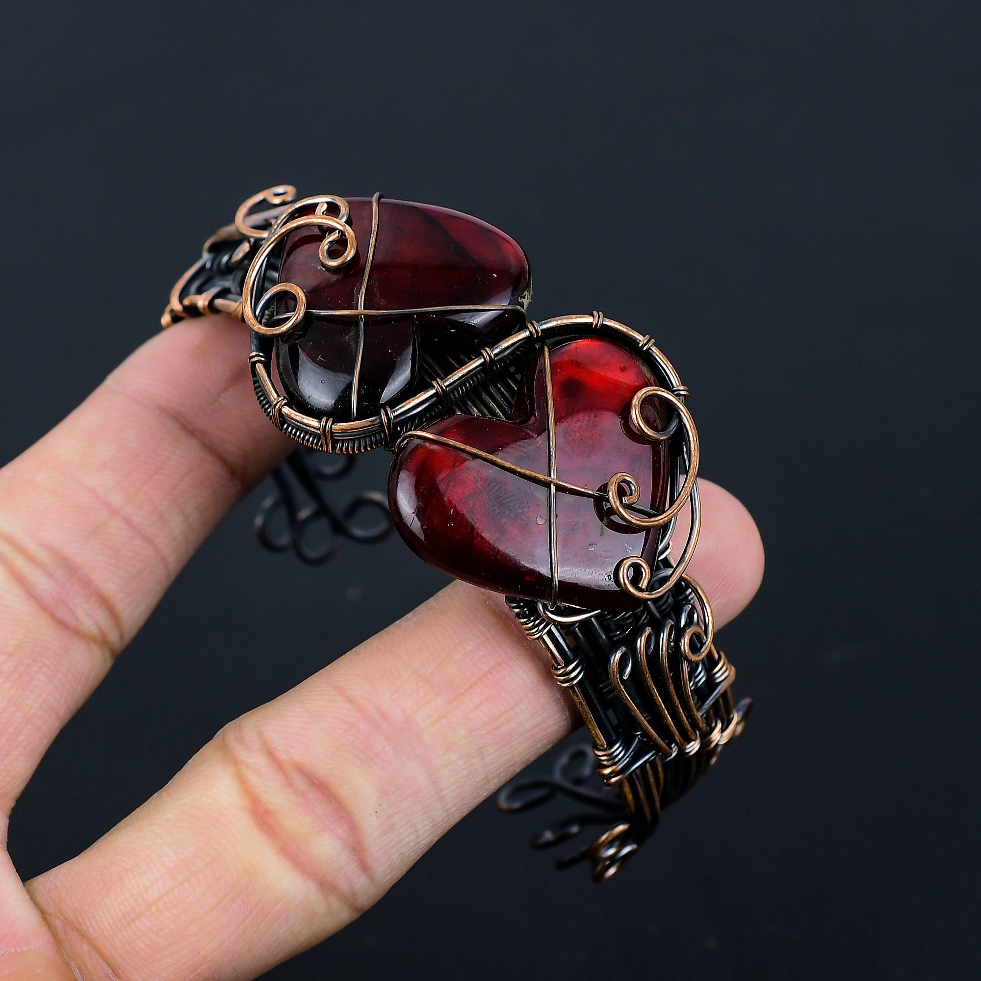 Red Flash Labradorite Copper Cuff Bracelet Labradorite Bracelet Copper ...