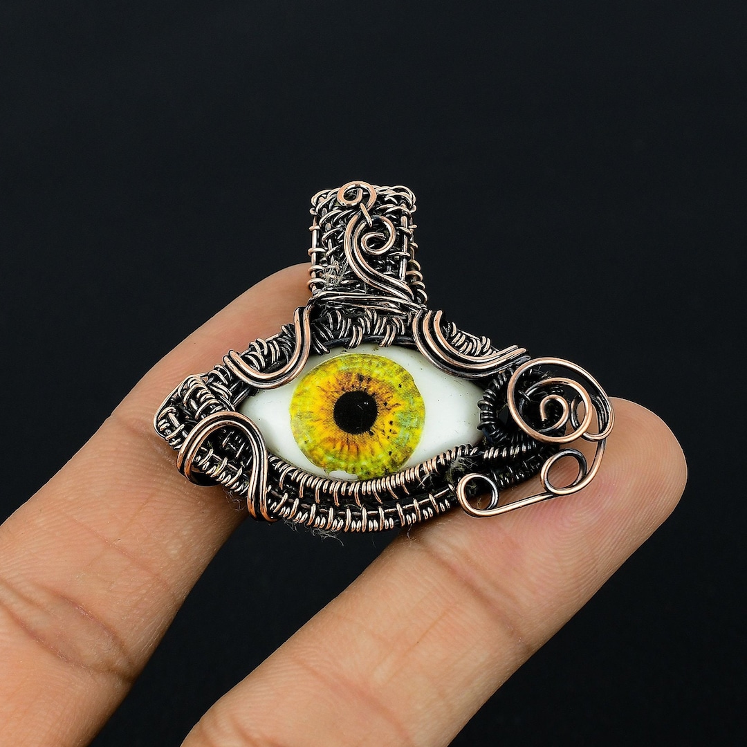Realistic Eye Pendant Awakening Human Eye Jewelry Copper Wire Wrapped ...