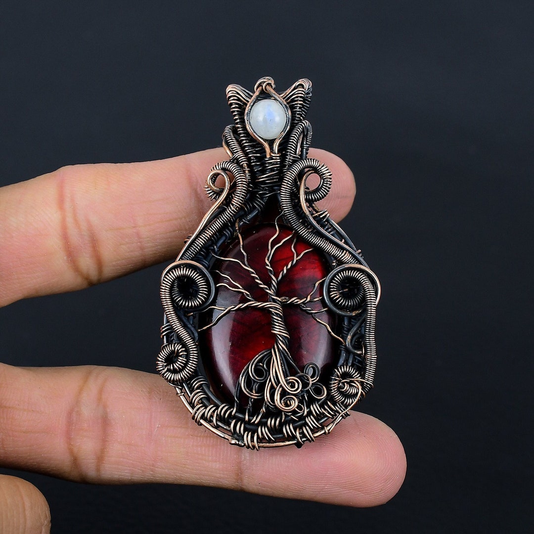 Beautiful Tree of Life Red Labradorite Pendant, Labradorite Wire Wrap ...