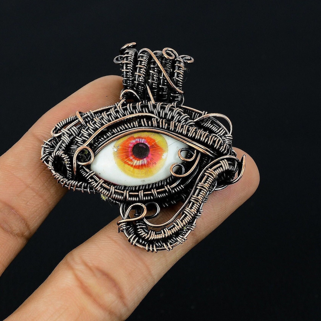 RA ONE Eye, Realistic Acrylic Human Eye Pendant, Copper Wire Wrap ...