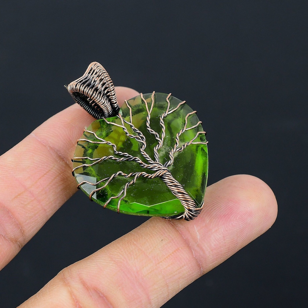 Tree of Life Peridot Pendant Copper Wire Wrapped Pendant Peridot ...