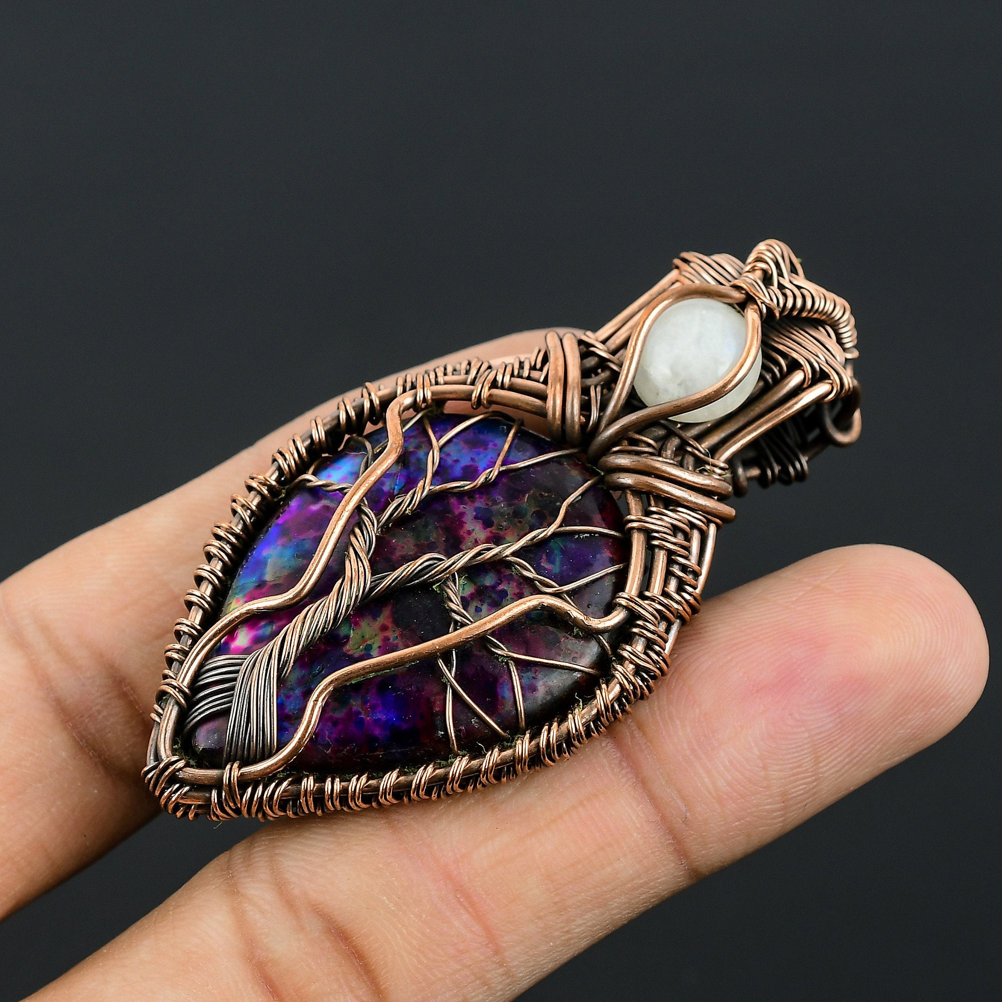 Multi Fire Labradorite Tree of Life Pendant Copper Wire - Etsy