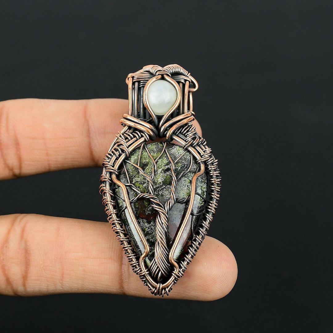 Tree of Life Dragon Blood Jasper Pendant Copper Wire Wrapped Gemstone ...