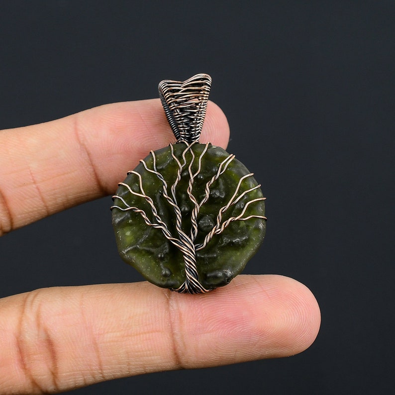 Tree of Life Moldavite Pendant Moldavite Gemstone Copper Wire - Etsy