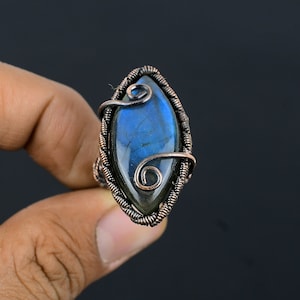 Labradorite Ring Copper Wire Wrapped Ring Copper Ring Labradorite ...