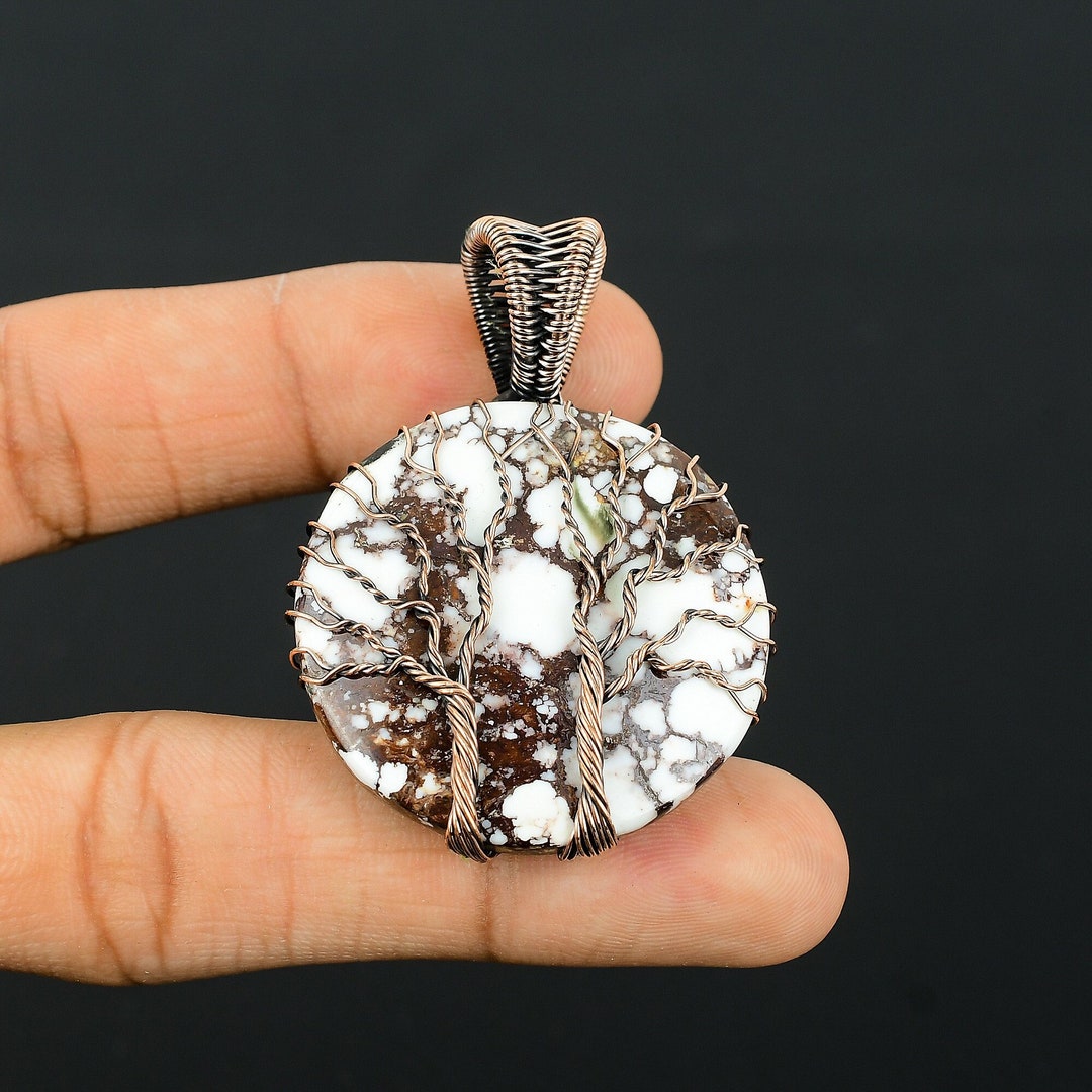 Wild Horse Double Tree of Life Pendant Copper Wire Wrapped Pendant Wild ...
