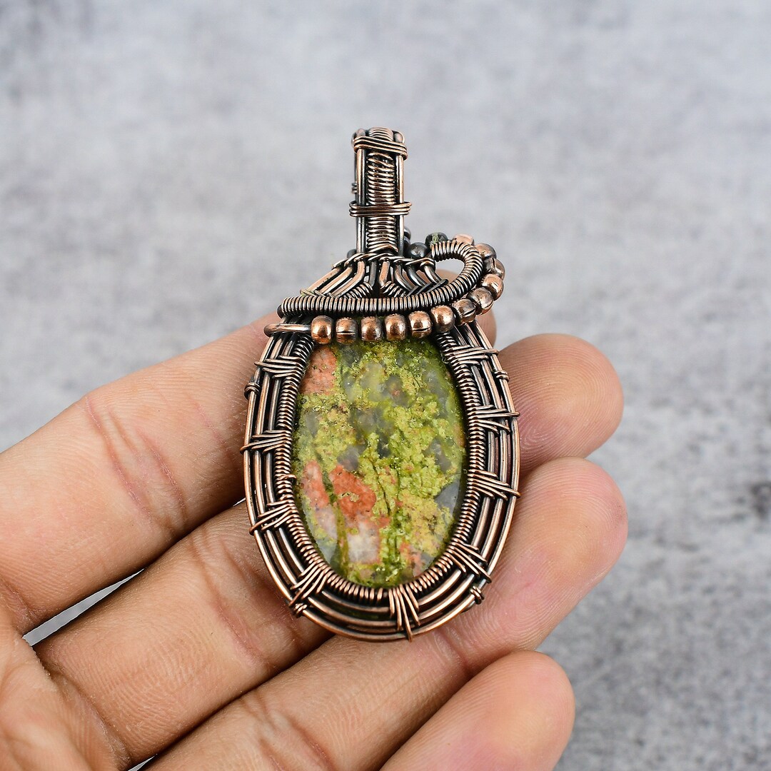 Unakit Edelstein Anhänger Kupferdraht Gewickelt Anhänger Kupfer Schmuck Designer Unakit Anhänger ...