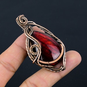 Red Flash Labradorite Gemstone Pendant Copper Wire Wrapped Pendant ...