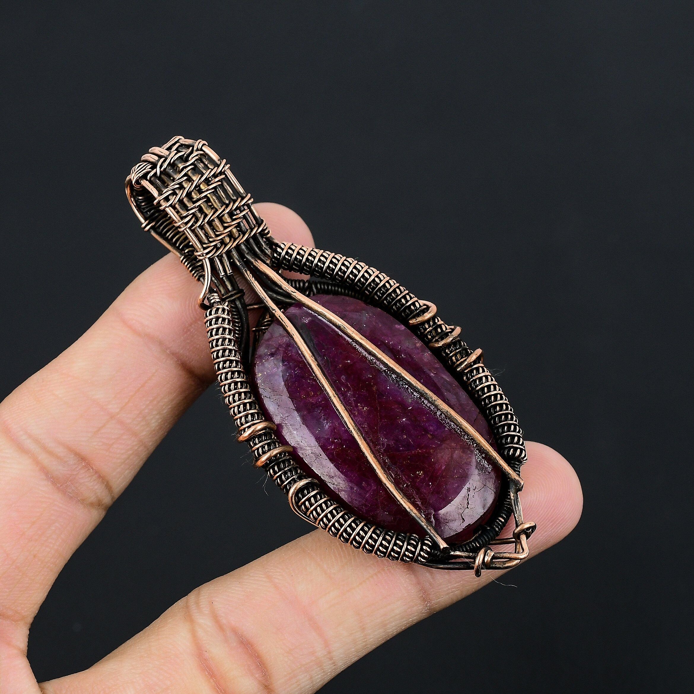 Kashmir Red Ruby Pendant Copper Wire Wrapped Gemstone Pendant - Etsy