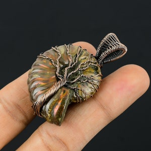 Tree of Life Ammonite Fossil Copper Pendant Copper Wire Wrapped Pendant ...