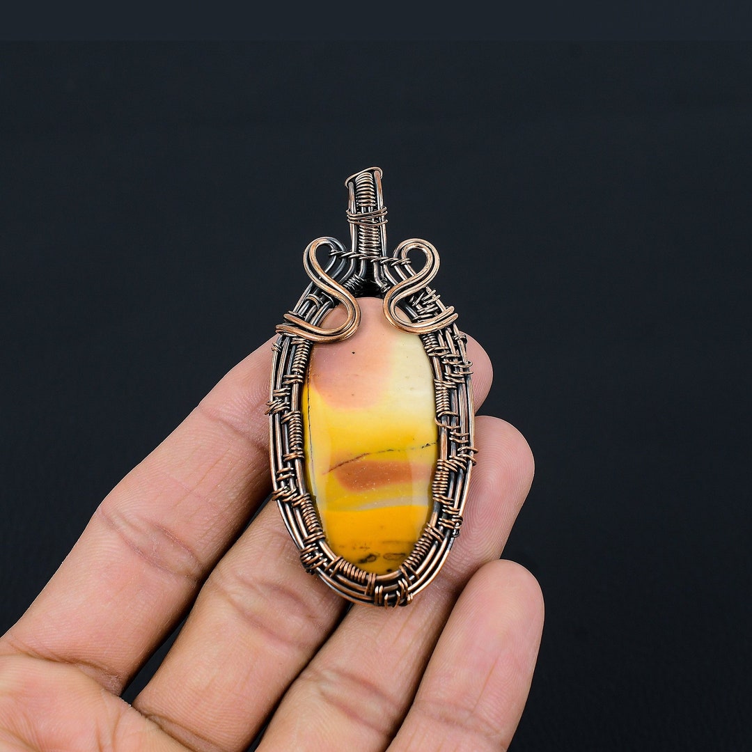 Mookaite Pendant Copper Wire Wrapped Pendant Mookaite Gemstone Pendant ...