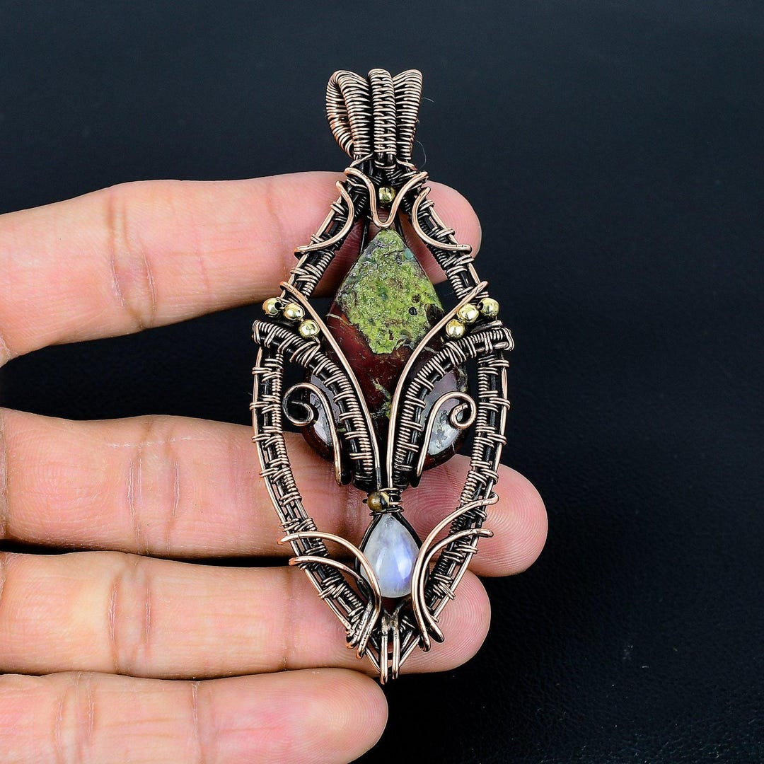 Dragon Bloodstone Pendant, Natural Dragon Blood Stone Jasper Copper ...
