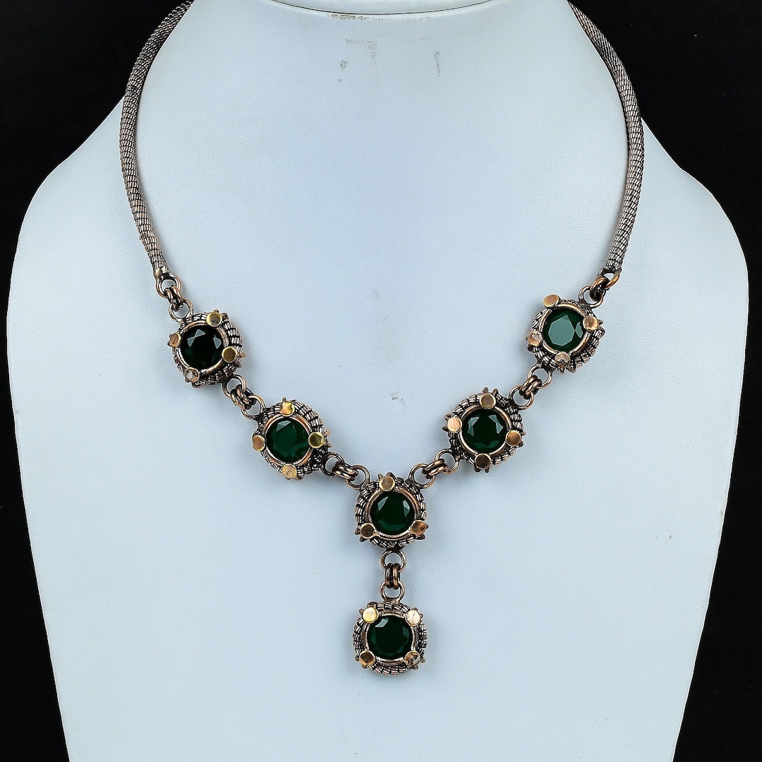 Emerald Necklace, Pure Copper Wire Wrapped Necklace, Emerald Gemstone ...