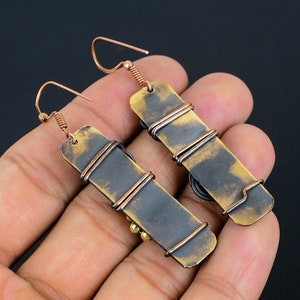Artisan Copper Earrings, Boho Earrings, Drop Earrings, Hammered Copper ...