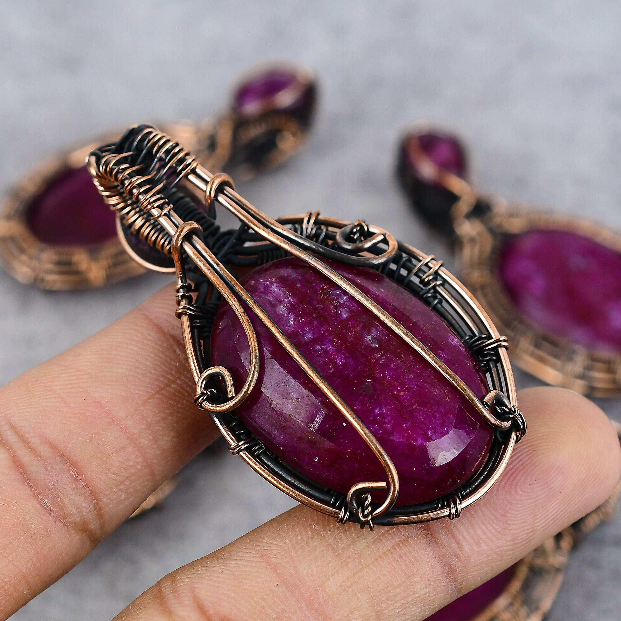 Kashmir Red Ruby Copper Pendant Copper Wire Wrapped Red Ruby - Etsy