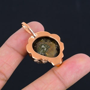 Ammonite Fossil Pendant, Natural Stone Pendant, Pure Copper Pendant ...