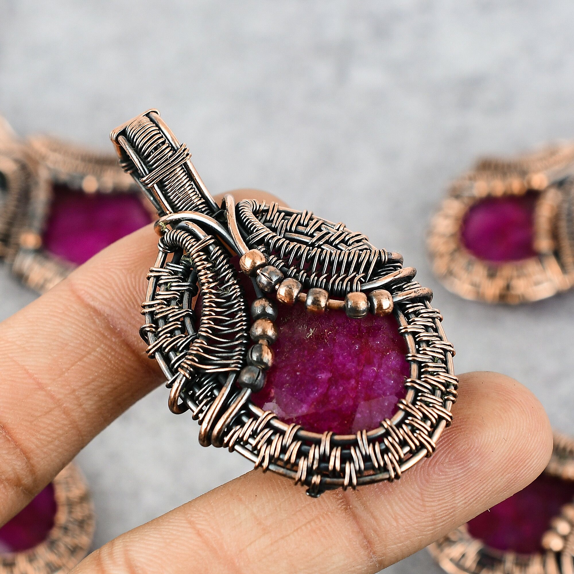 Kashmir Red Ruby Copper Pendant Copper Wire Wrapped Gemstone - Etsy