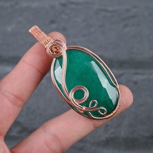 Emerald Pendant Copper Wire Wrapped Pendant Emerald Gemstone Pendant ...