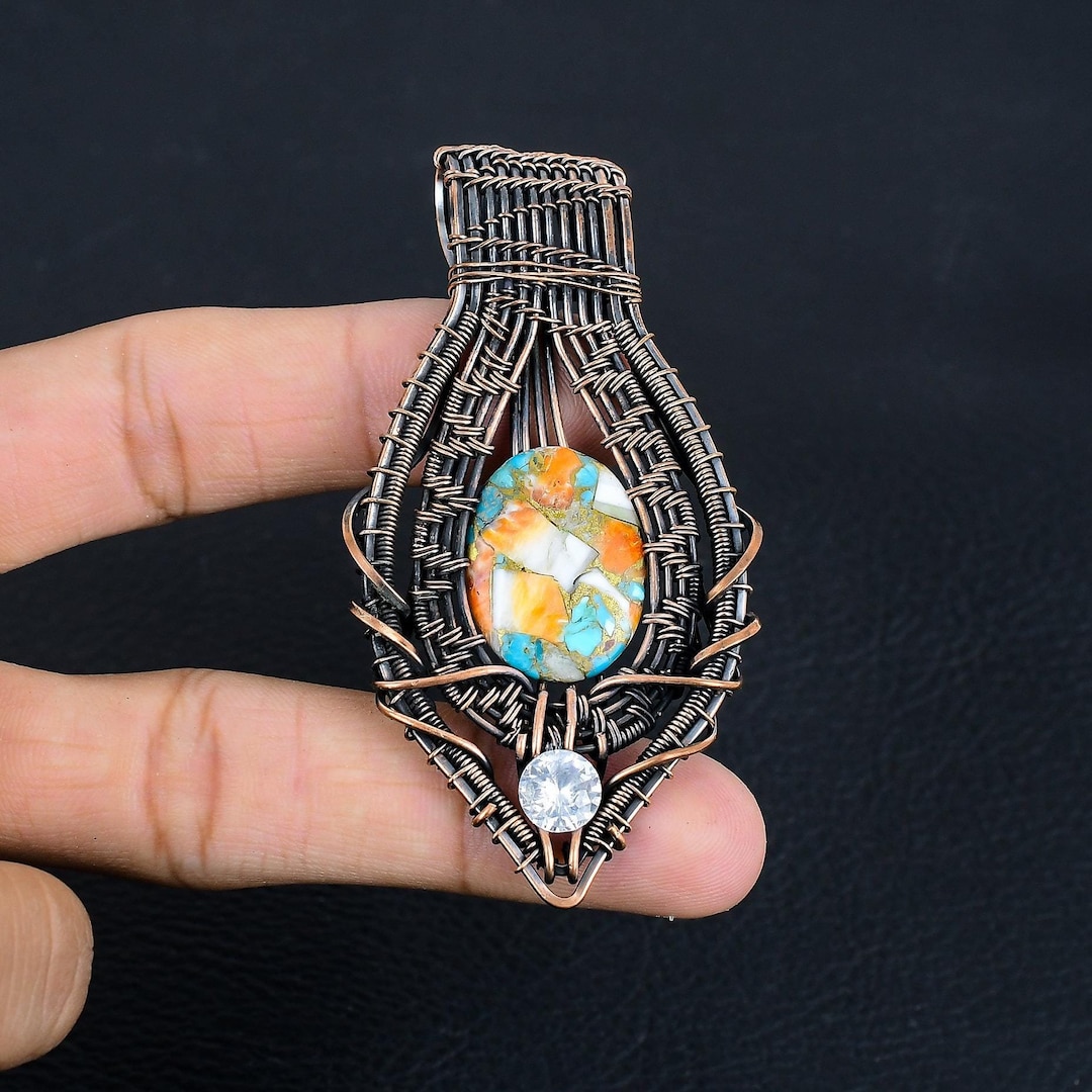 Natural Spiny Oyster Turquoise Pendant, Orange Spiny Oyster Turquoise ...