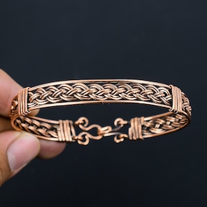 Copper Wire Wrapped Cuff Men Bracelet Wire Wrap Bangle Unisex Bracelet ...