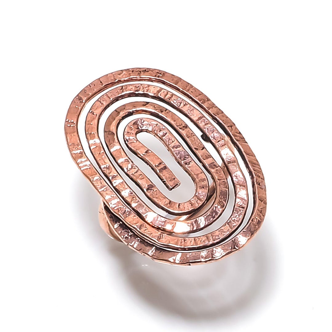 Copper Ring, Oxidized Copper Ring Handmade Hammered Copper Spiral Ring ...