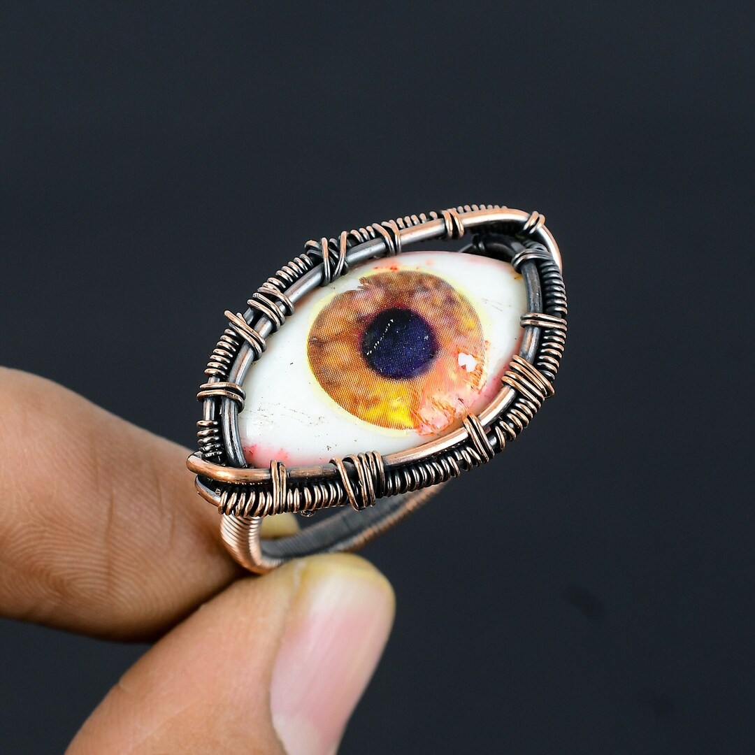 Realistic Human Eye Ring Copper Wire Wrapped Ring Copper Ring Handmade ...