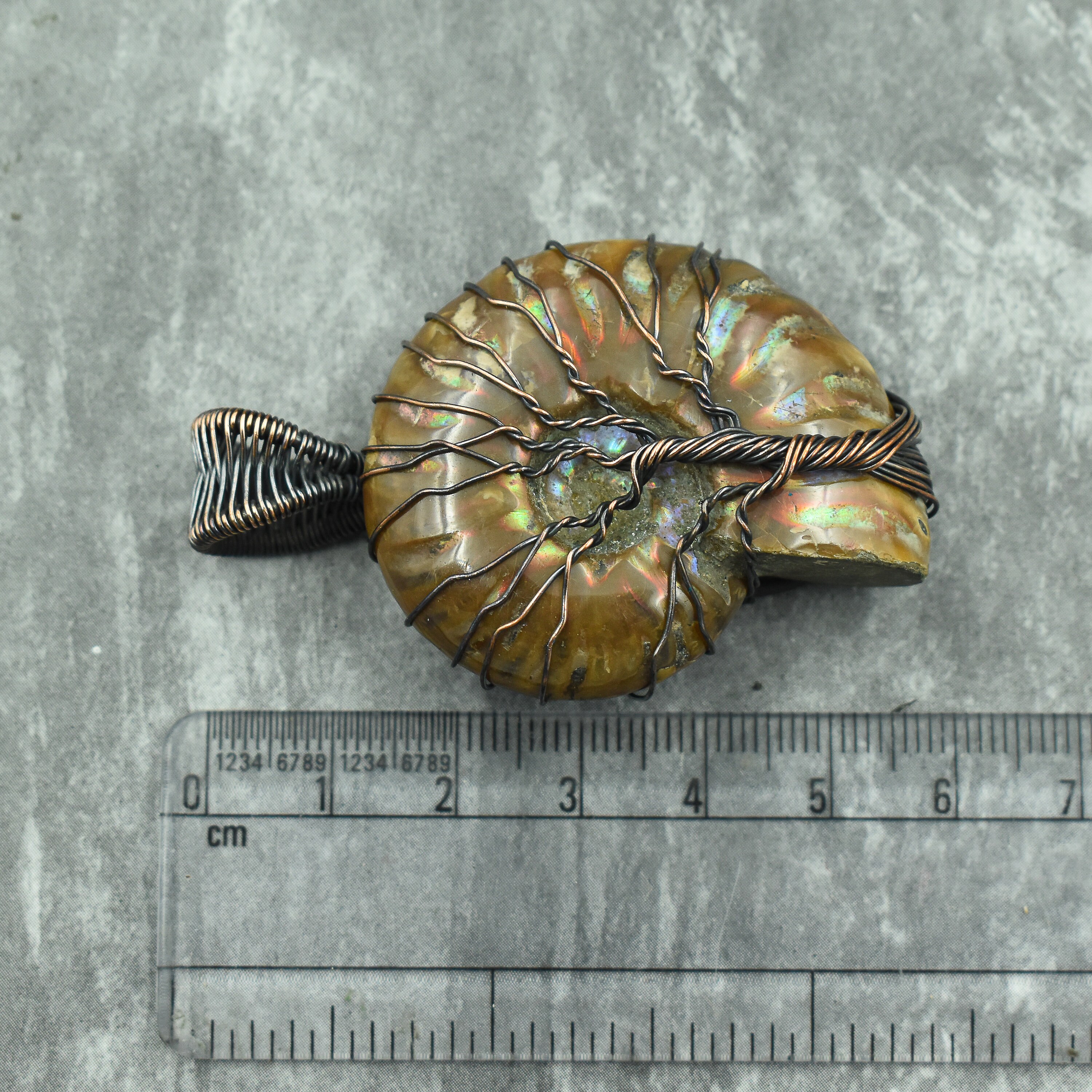 Tree of Life Ammonite Fossil Gemstone Pendant Copper Wire - Etsy