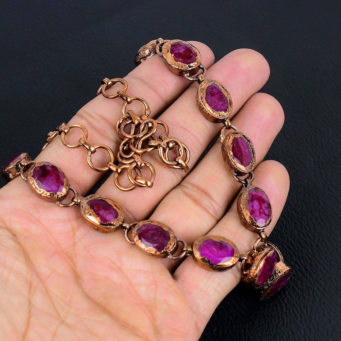 Ruby Necklace, Kashmiri Red Ruby Jewelry, Handmade Gift, Electroformed ...