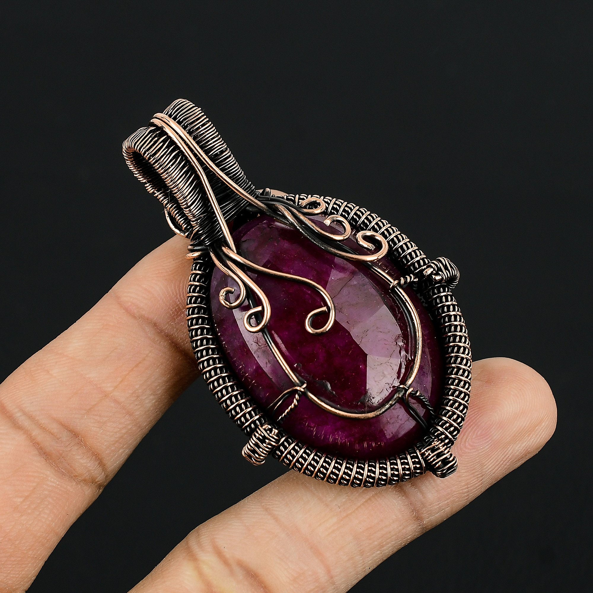 Kashmir Red Ruby Pendant Copper Wire Wrapped Gemstone Pendant - Etsy