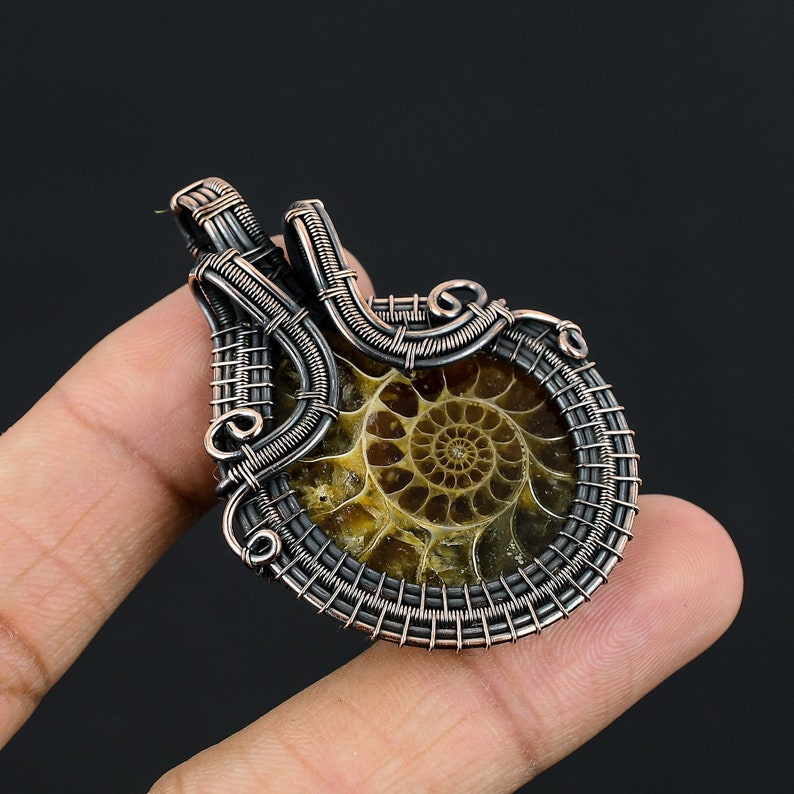 Ammonite Fossil Copper Pendant Copper Wire Wrapped Pendant - Etsy