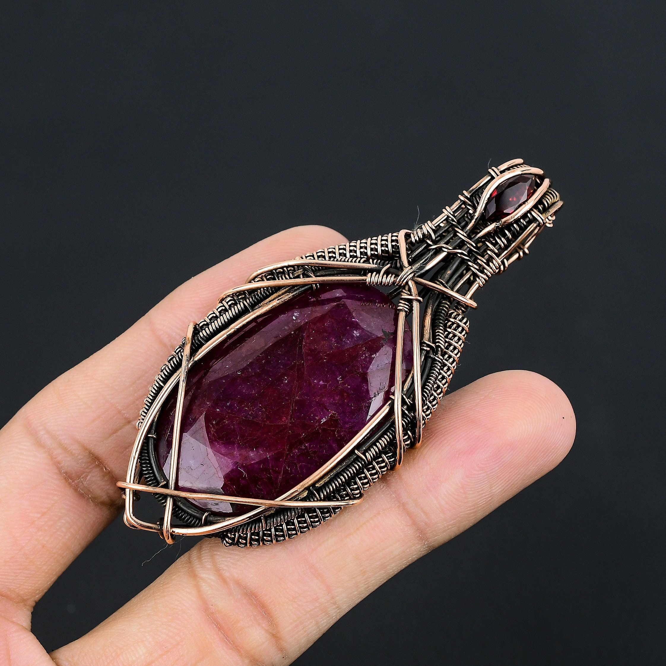 Kashmir Red Ruby Pendant Copper Wire Wrapped Gemstone Pendant - Etsy