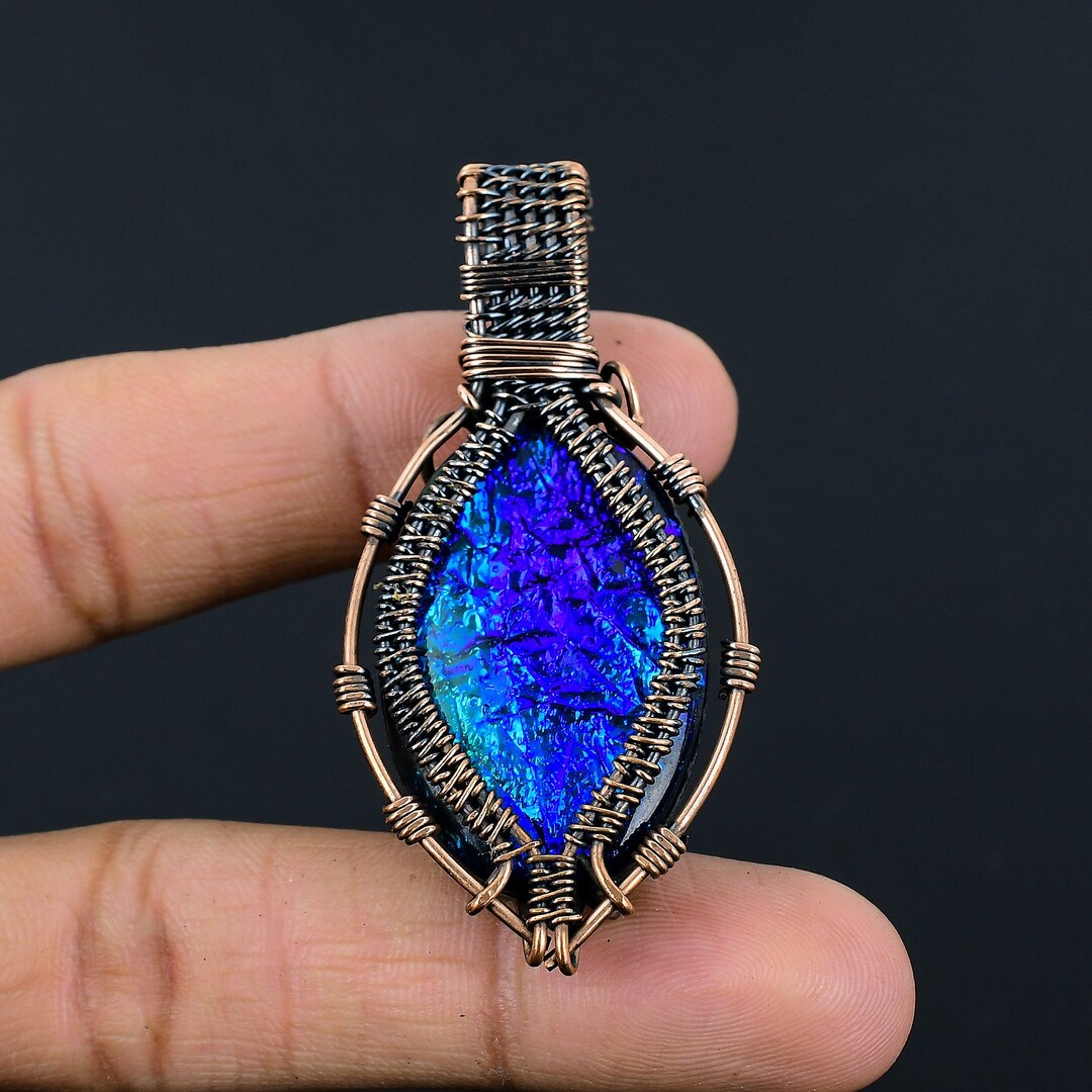 Australian Triplet Opal Pendant Copper Wire Wrapped Gemstone Pendant ...