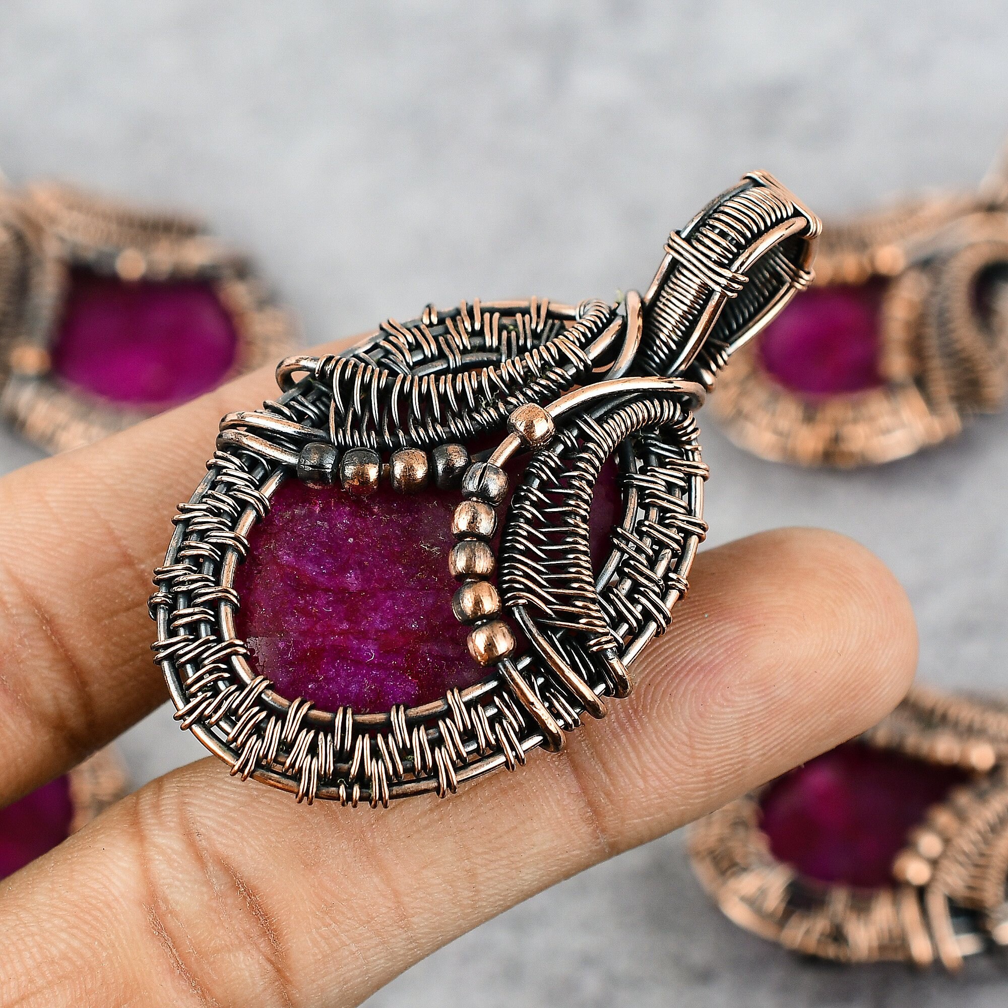 Kashmir Red Ruby Copper Pendant Copper Wire Wrapped Gemstone - Etsy