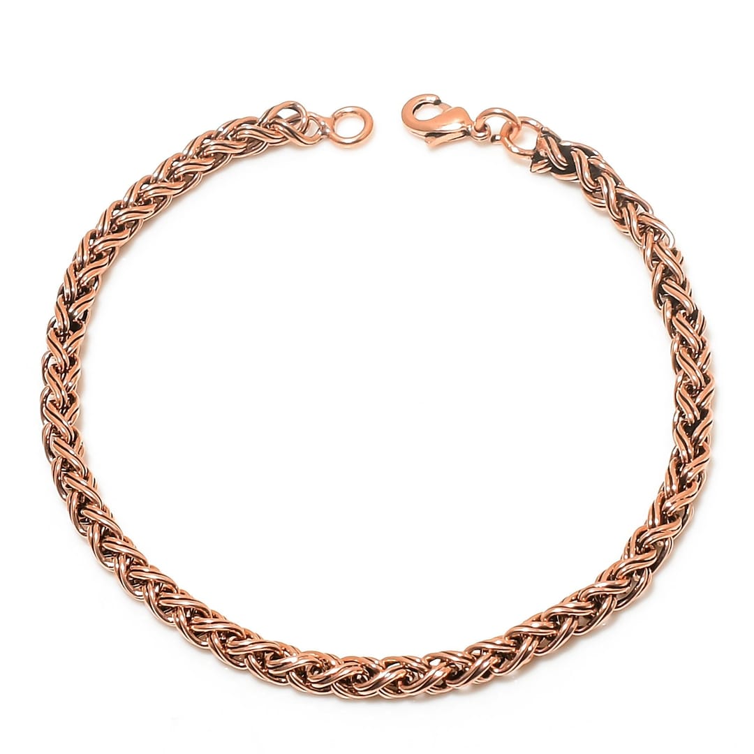 Pure Copper Wheat Chain Unisex Bracelet, 100 % Oxidized Copper Chain ...