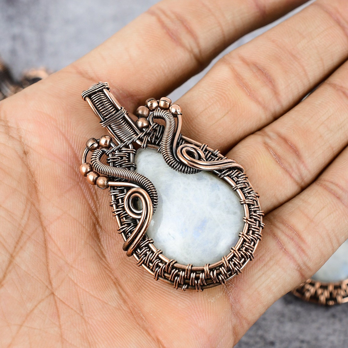Rainbow Moonstone Copper Pendant Copper Wire Wrapped Gemstone - Etsy