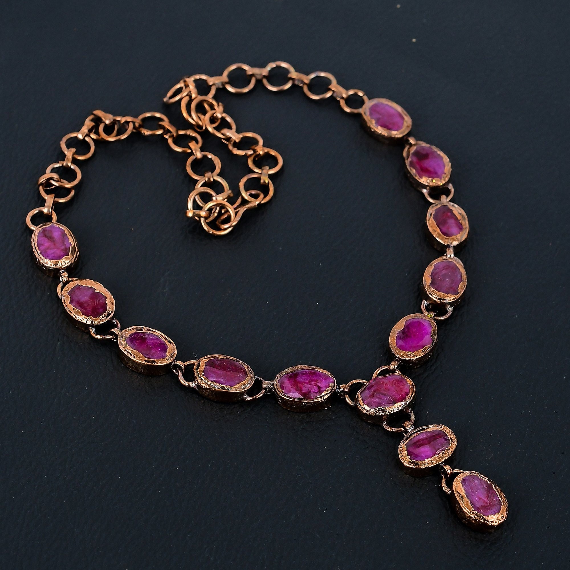 Ruby Necklace, Kashmiri Red Ruby Jewelry, Handmade Gift, Electroformed ...