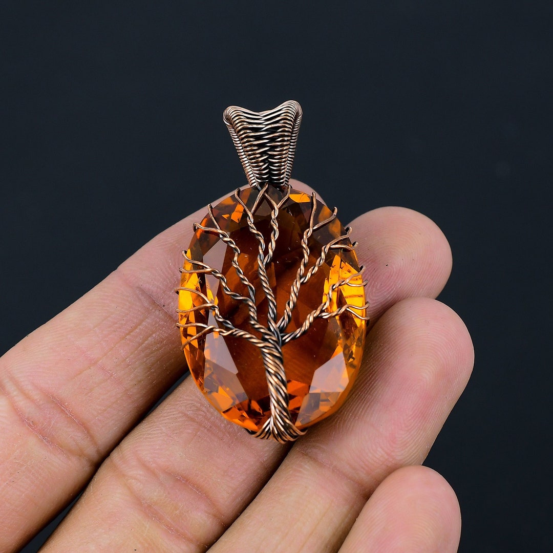 Tree of Life Citrine Pendant Copper Wire Wrapped Pendant Citrine ...