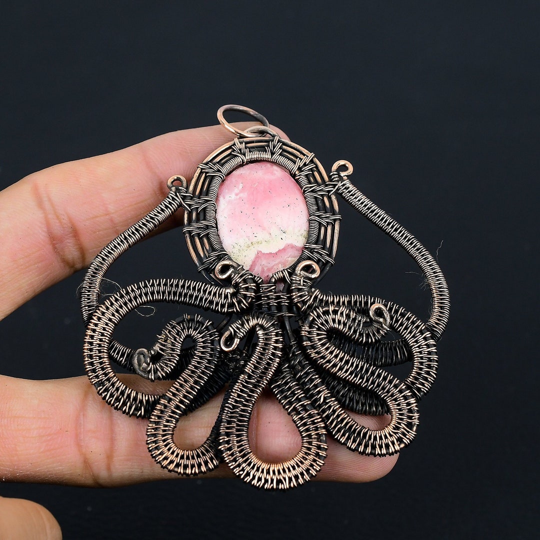 Rhodochrosite Octopus Pendant, Natural Rhodochrosite Gemstone Pendant ...